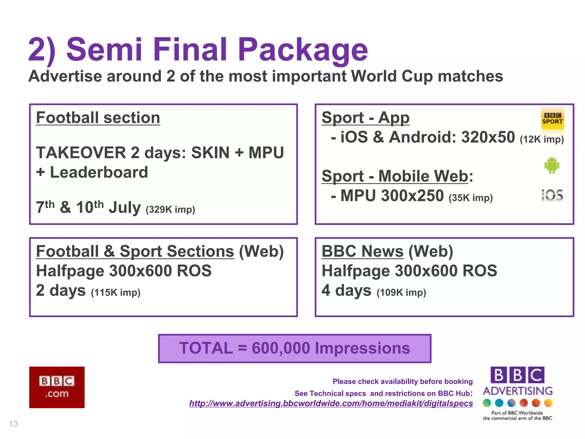 FIFA World Cup 2014 packages - BBC | PPT