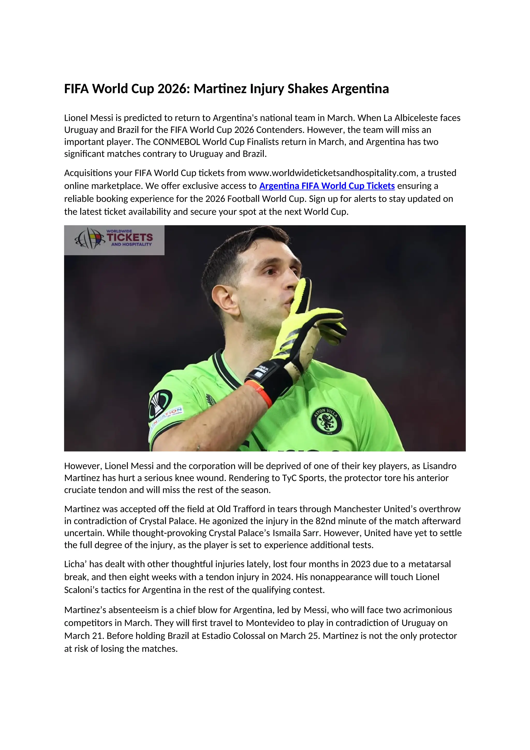 FIFA World Cup 2026 Martinez Injury Shakes Argentina.docx