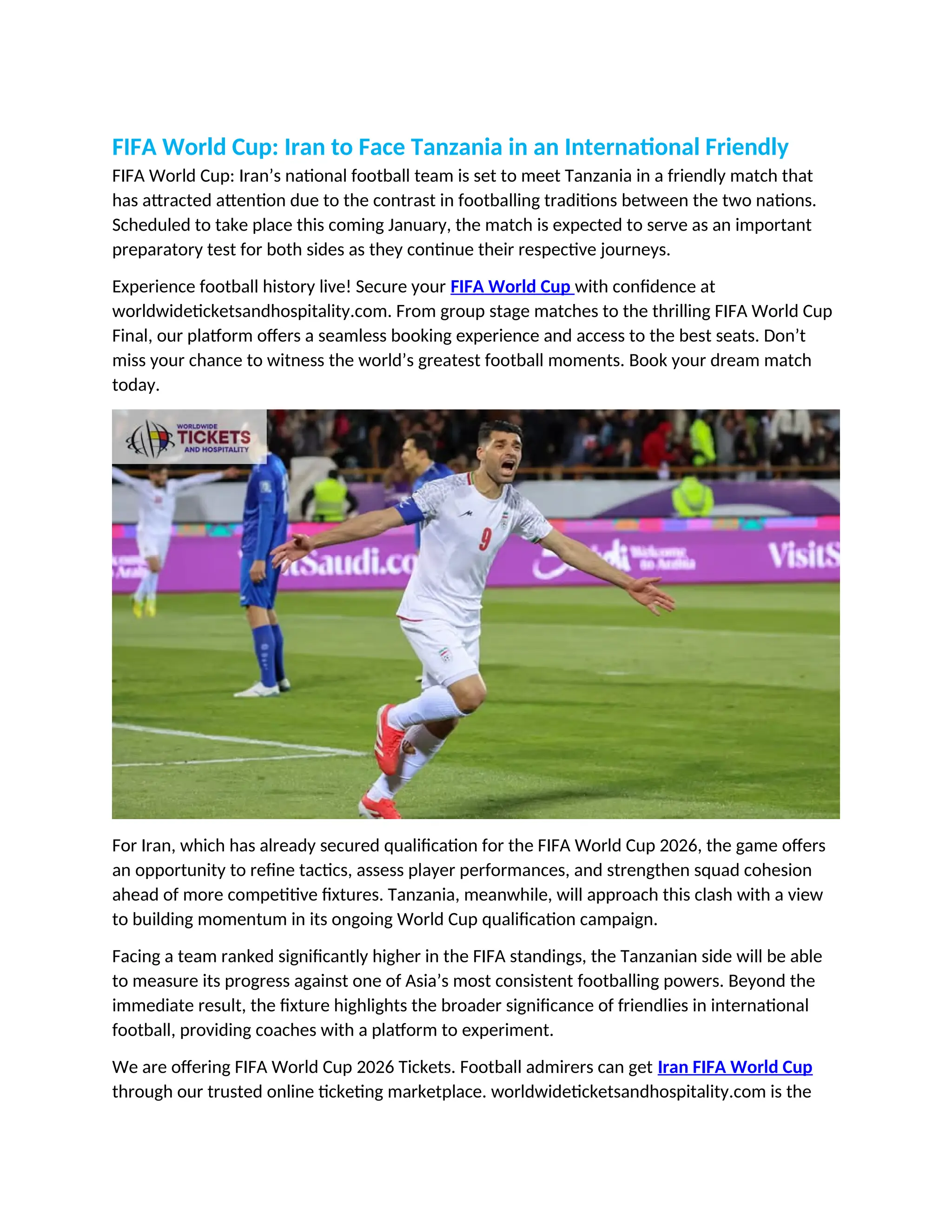 FIFA World Cup Iran to Face Tanzania in an International Friendly.docx