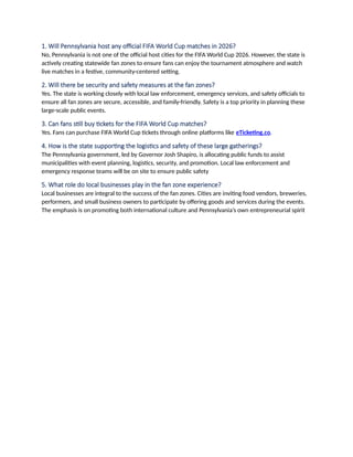 FIFA World Cup Pennsylvania Plans Massive Fan Zone Experience for FIFA ...