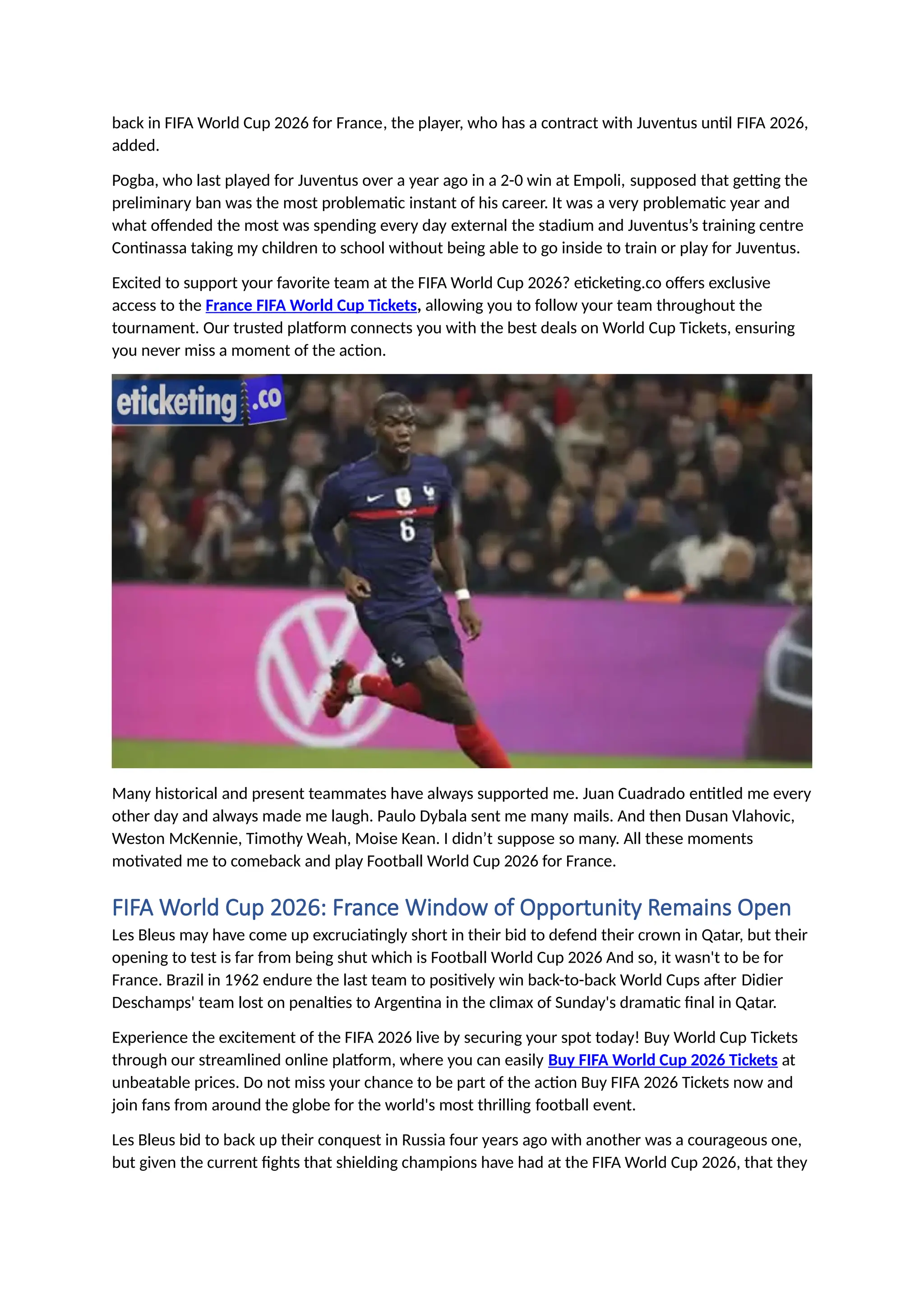FIFA World Cup Pogba dreams of representing France..docx | Soccer | Sports