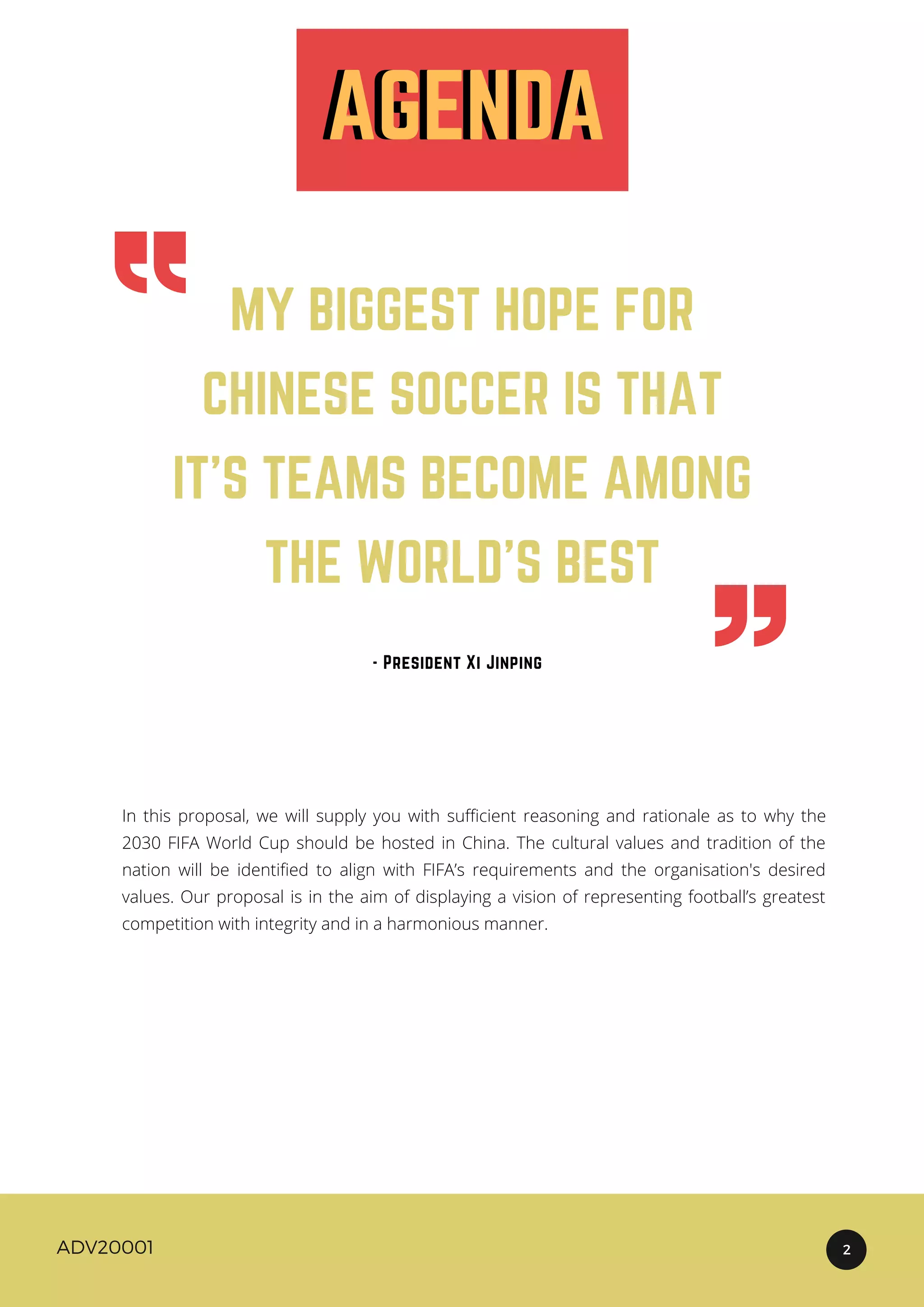 2030 FIFA World Cup Proposal - China | PDF