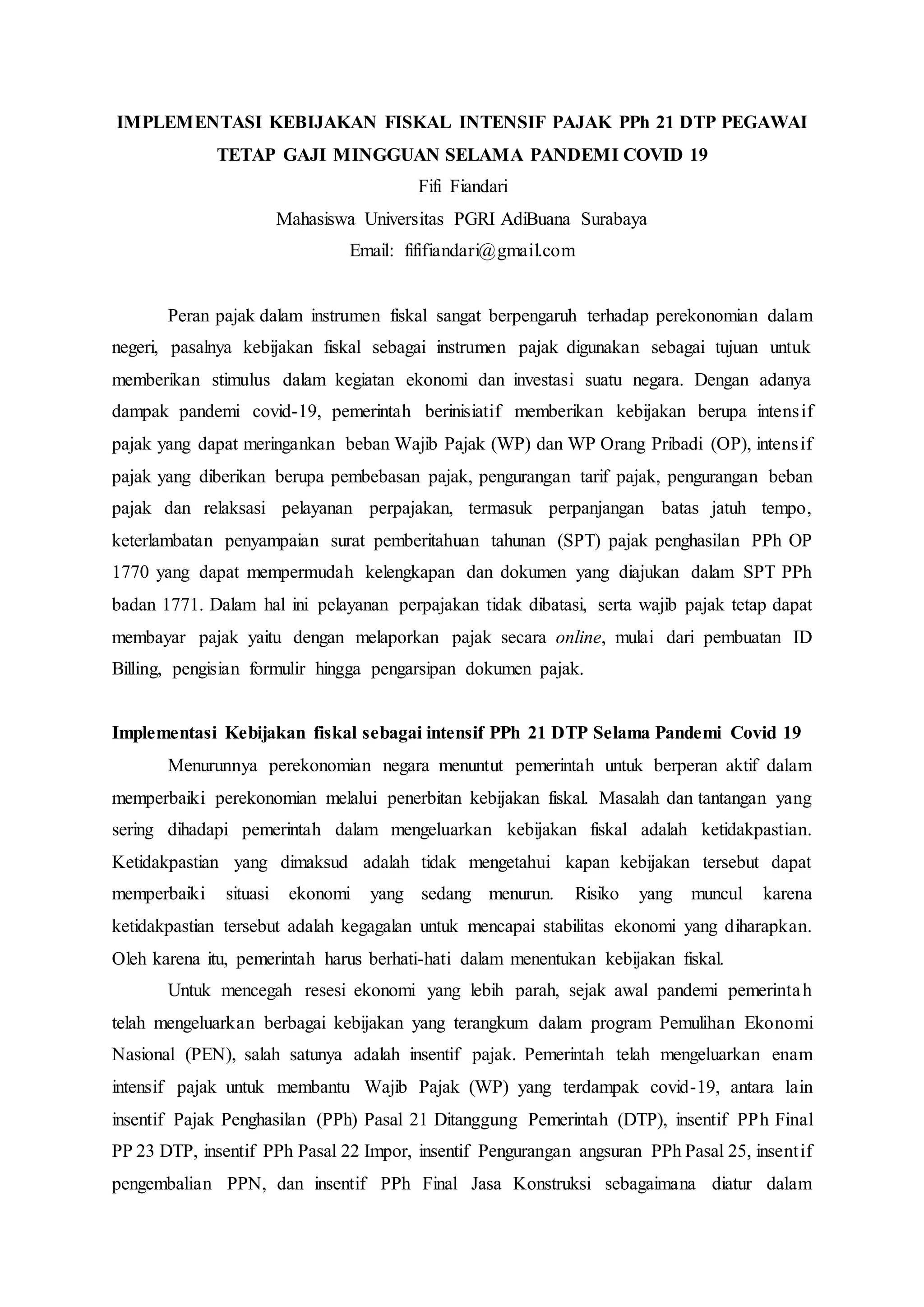 Fifi fiandari 181600174 artikel | PDF