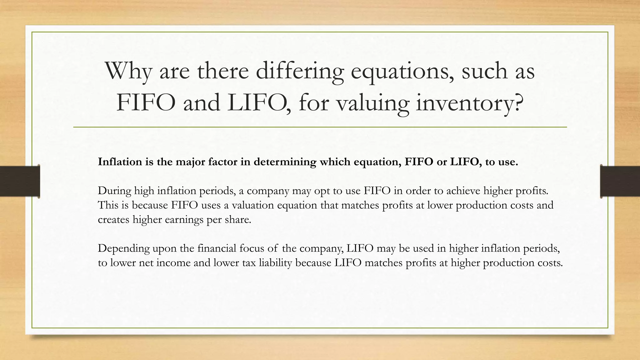 First In, First Out (FIFO); Last In, Last Out (LIFO) | PPTX | Stocks ...