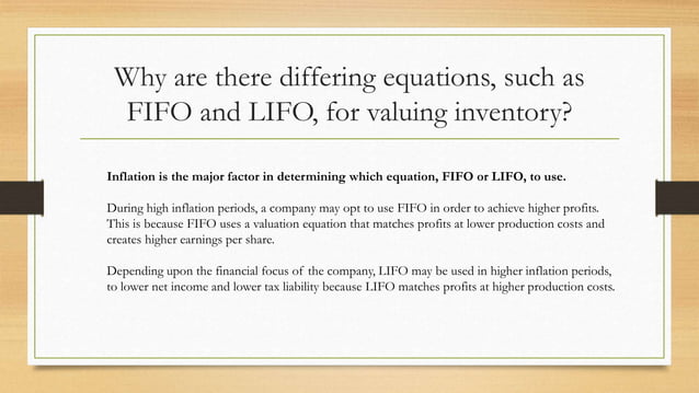 First In, First Out (FIFO); Last In, Last Out (LIFO) | PPTX | Stocks ...