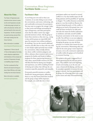 Conversations About Forgiveness Facilitator Guide | PDF