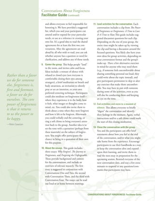 Conversations About Forgiveness Facilitator Guide | PDF