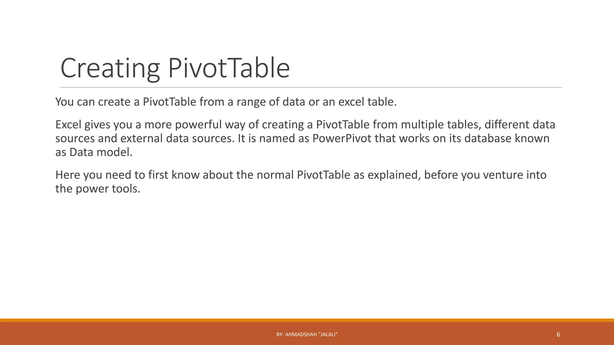 Using PIVOT Tables in Excel | PPT