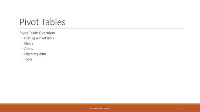 Using PIVOT Tables in Excel | PPT