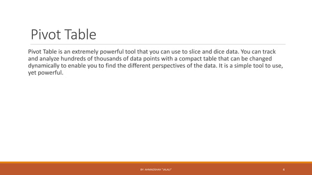 Using PIVOT Tables in Excel | PPT