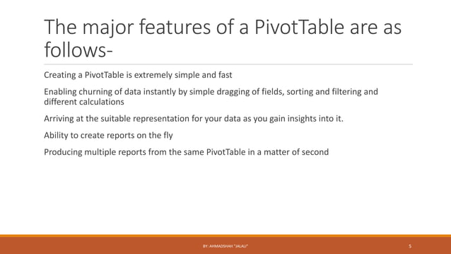 Using PIVOT Tables in Excel | PPT