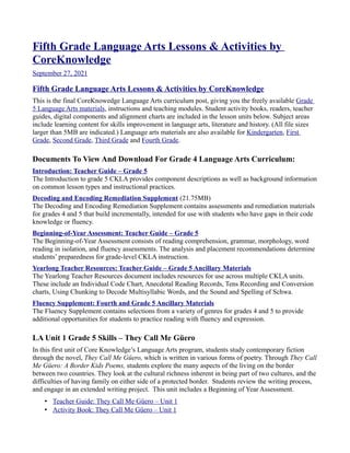 Fifth grade language arts lessons & activities by core knowledge | PDF