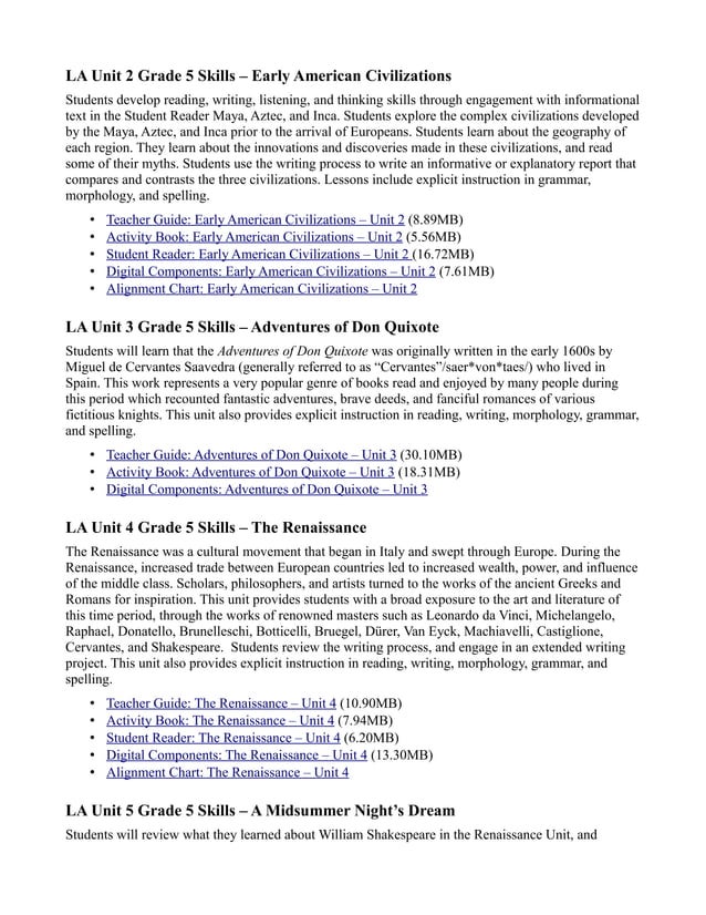 Fifth grade language arts lessons & activities by core knowledge | PDF