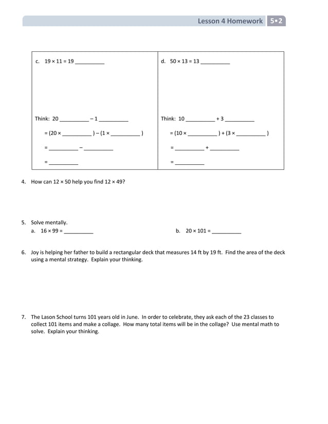Fifth grade module 2 homework | PDF