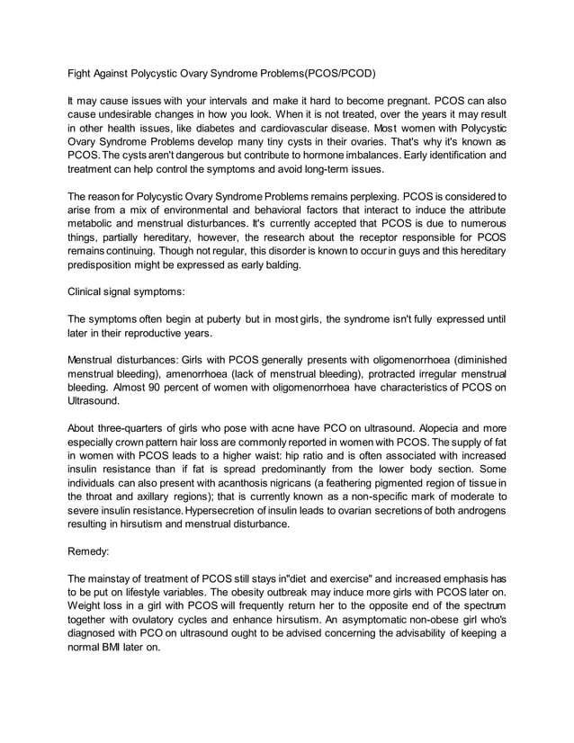 Fight against polycystic ovary syndrome problems (pcos pcod) | DOCX