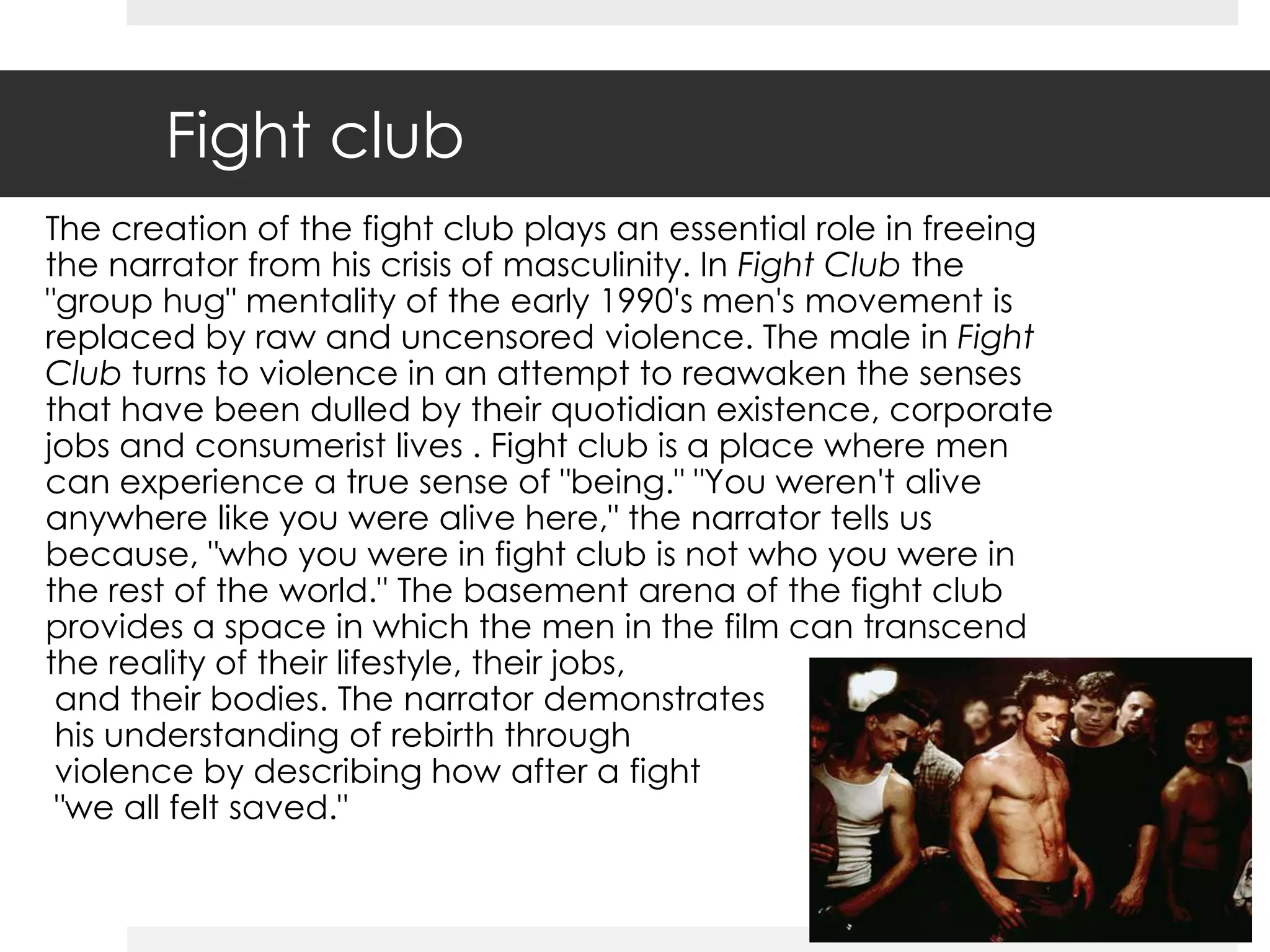The theme of Masculinity in Fight club | PPTX