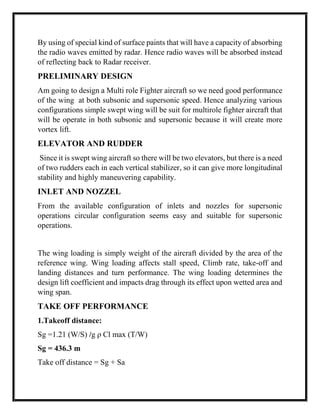 Fighter jet design and performance calculations by using the case ...
