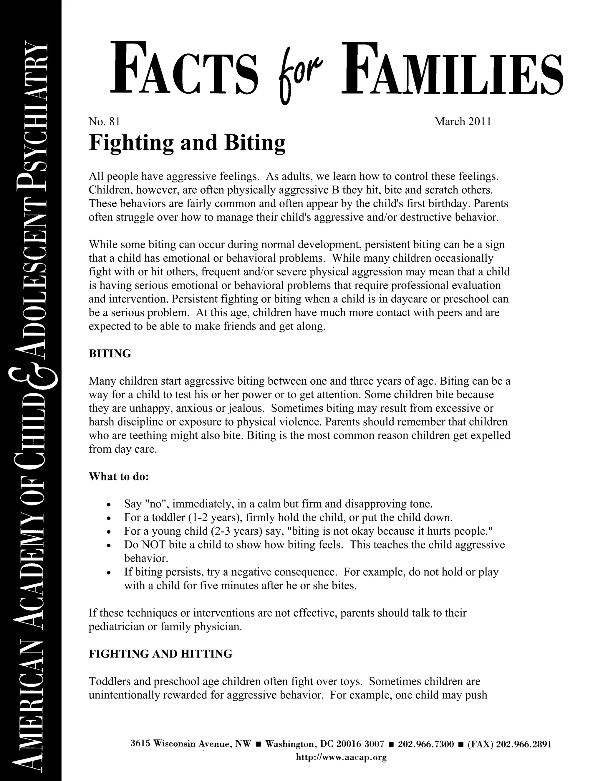 Fighting and biting children | PDF