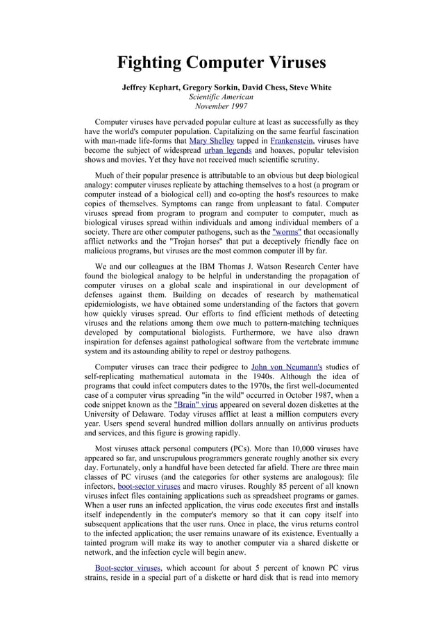 Fighting computer viruses | PDF
