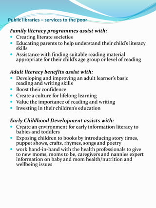 Fighting poverty, fighting illiteracy, the library solution | PDF