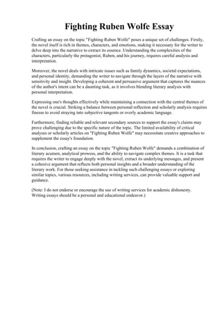 Fighting Ruben Wolfe Essay | PDF