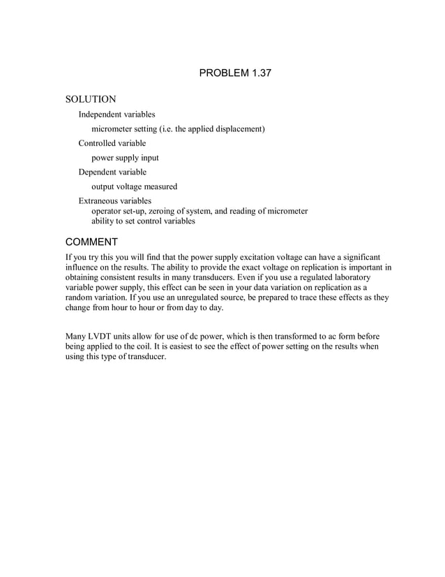 Theory and Design for Mechanical Measurements solutions manual Figliola ...