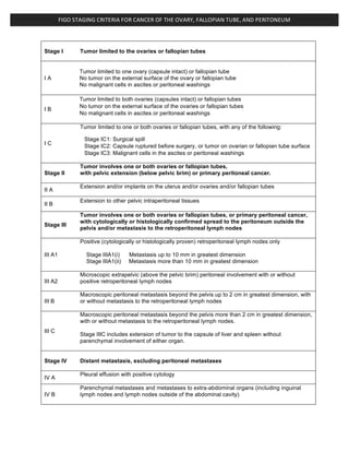 FIGO staging: ovarian, fallopian and peritoneal cancers. 2014 | PDF