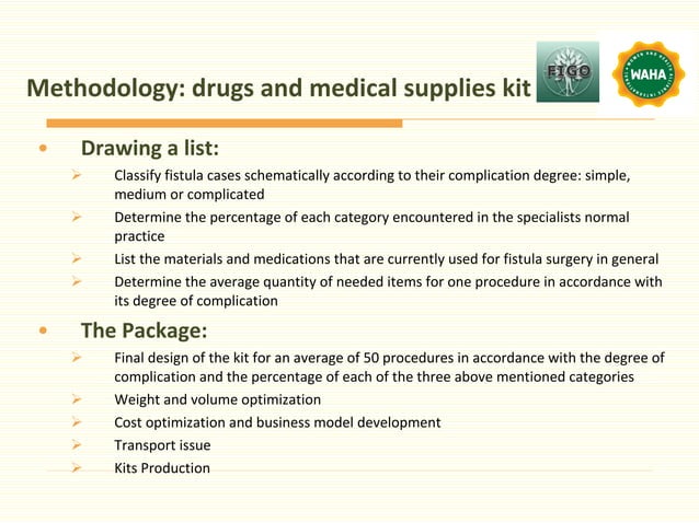 Fistula kit by Figo and WAHA | PPT | Surgery | Medical Health