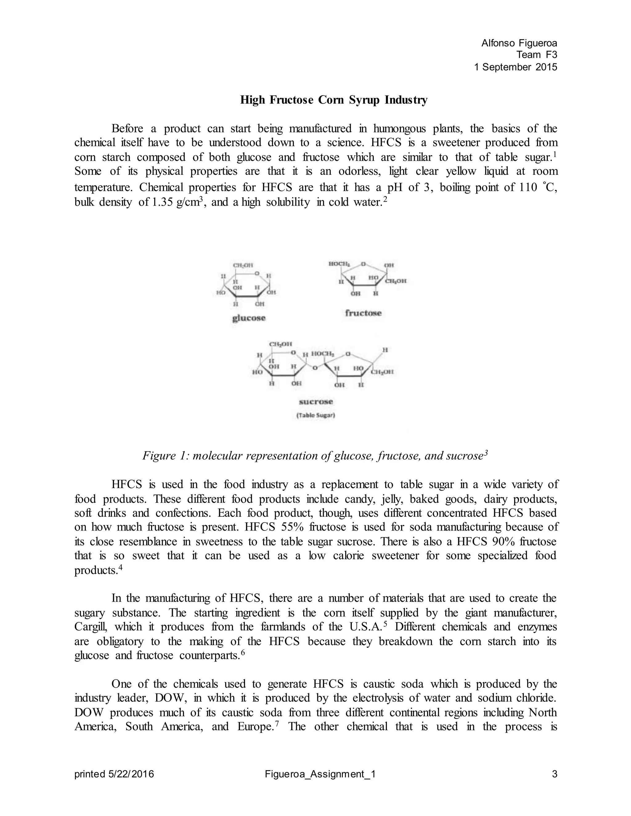 High Fructose Corn Syrup (HFCS) Process Plant Project | DOCX