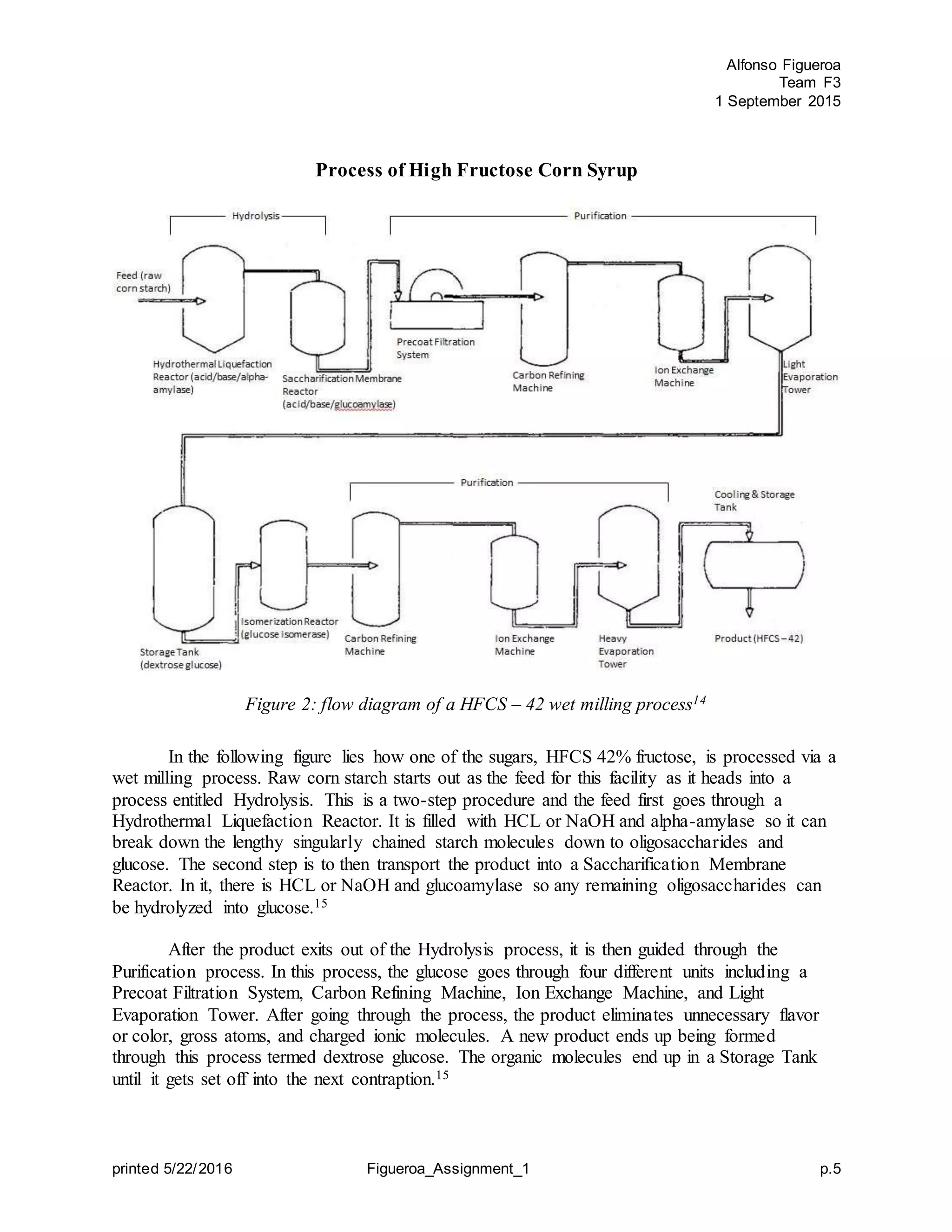 High Fructose Corn Syrup (HFCS) Process Plant Project | DOCX