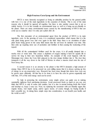 High Fructose Corn Syrup (HFCS) Process Plant Project | DOCX
