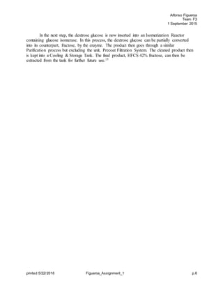 High Fructose Corn Syrup (HFCS) Process Plant Project | DOCX