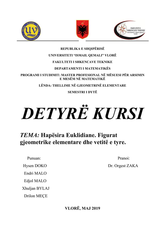 Figurat gjeometrike elementare dhe vetite e tyre Hysen Doko | PDF