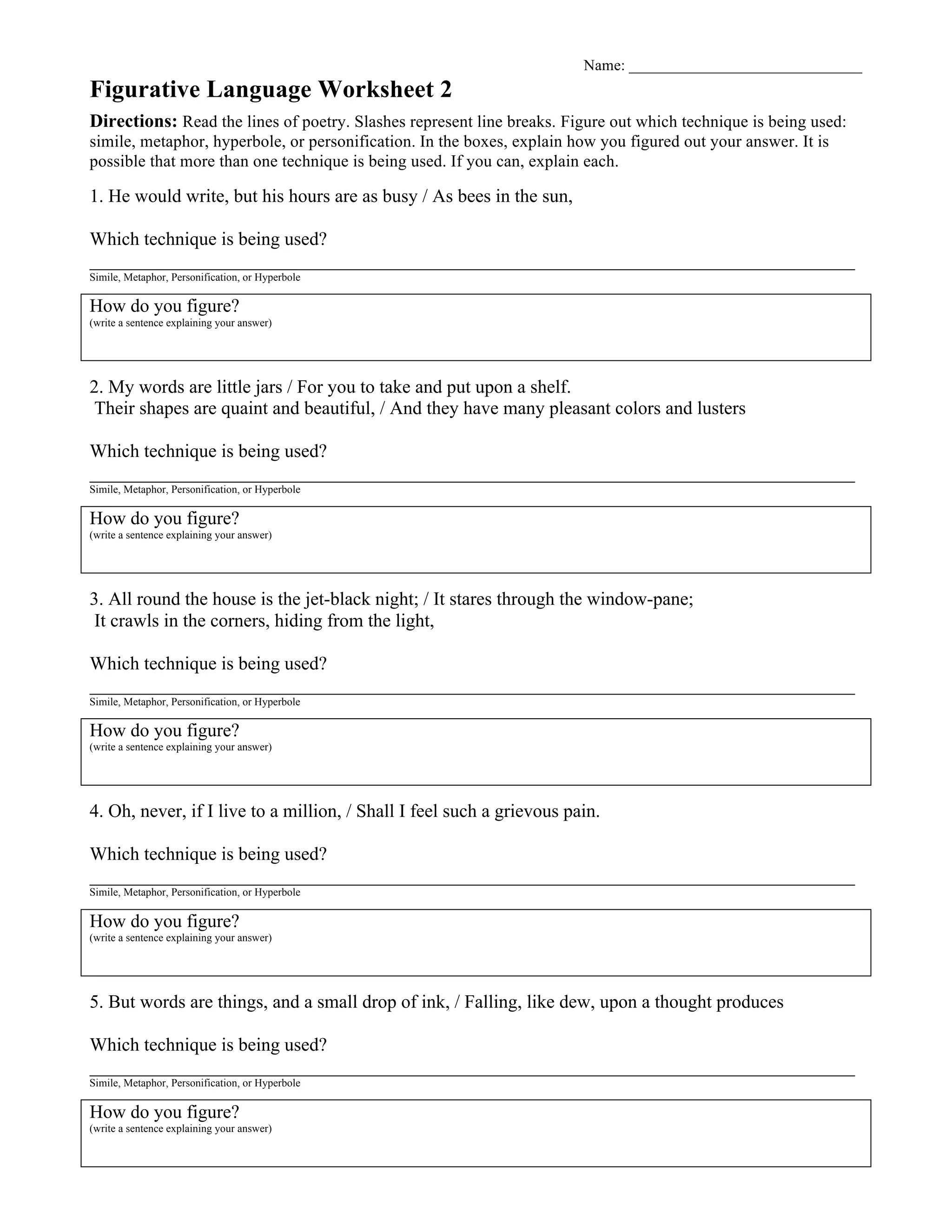 Figurative language-worksheet-02 | PDF