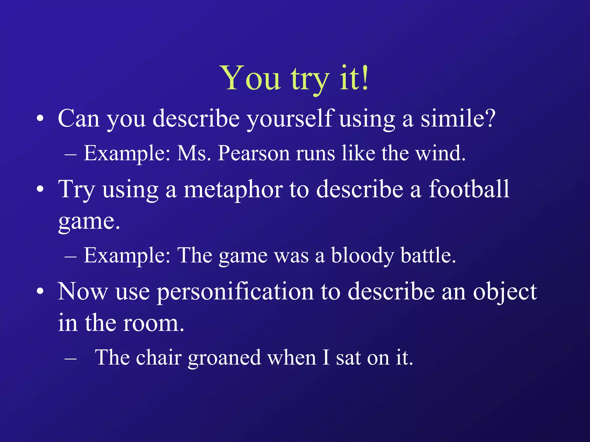 Descriptive Writing: Figurative Language and Sensory Details | PPTX