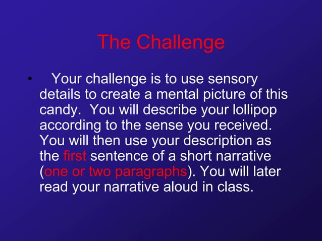 Descriptive Writing: Figurative Language and Sensory Details