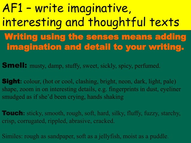 Descriptive Writing: Figurative Language and Sensory Details