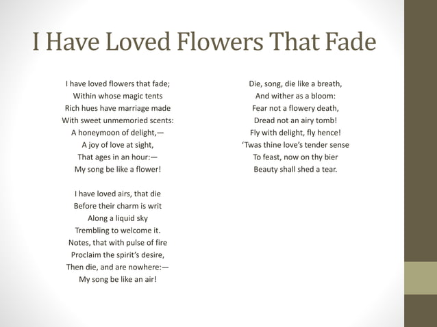 Figurative Language and Imagery Analysis in "I Have Loved Flowers That ...