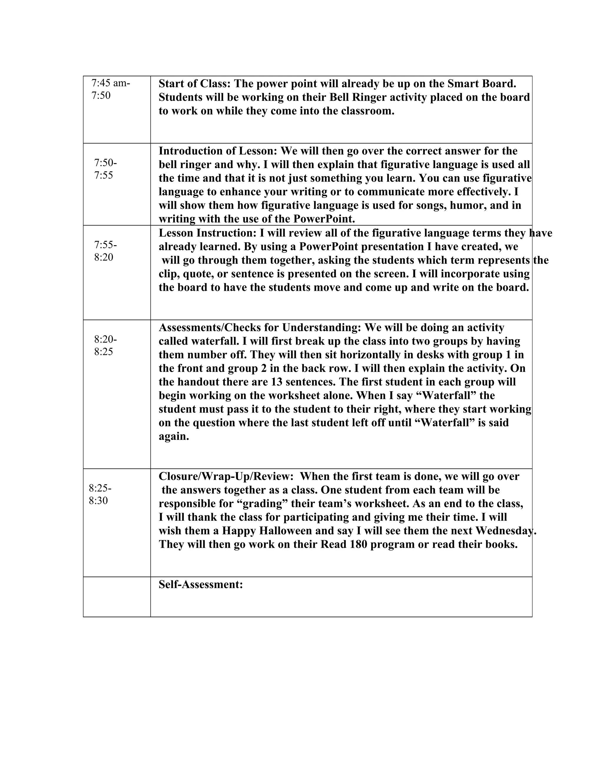 Figurative language lesson plan | DOC