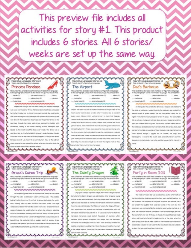 Figurative languagestoriesforclosereadingfree completeweek1-1 | PDF ...