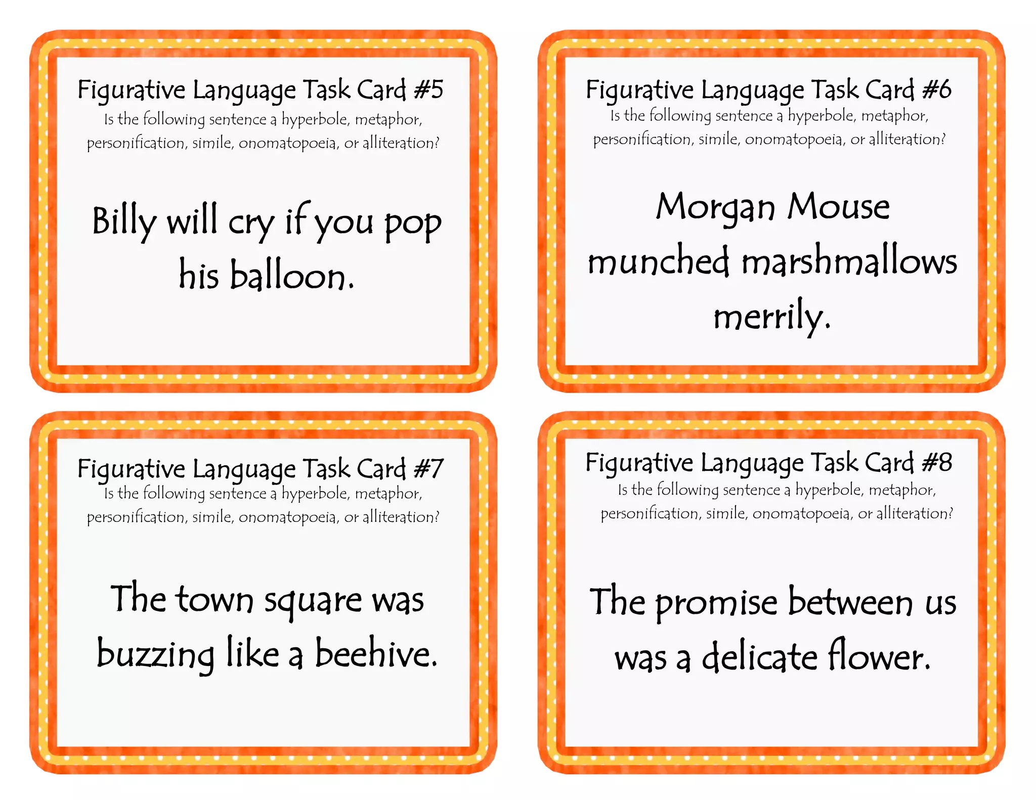 Figurative languagetaskcards 1 | PPT