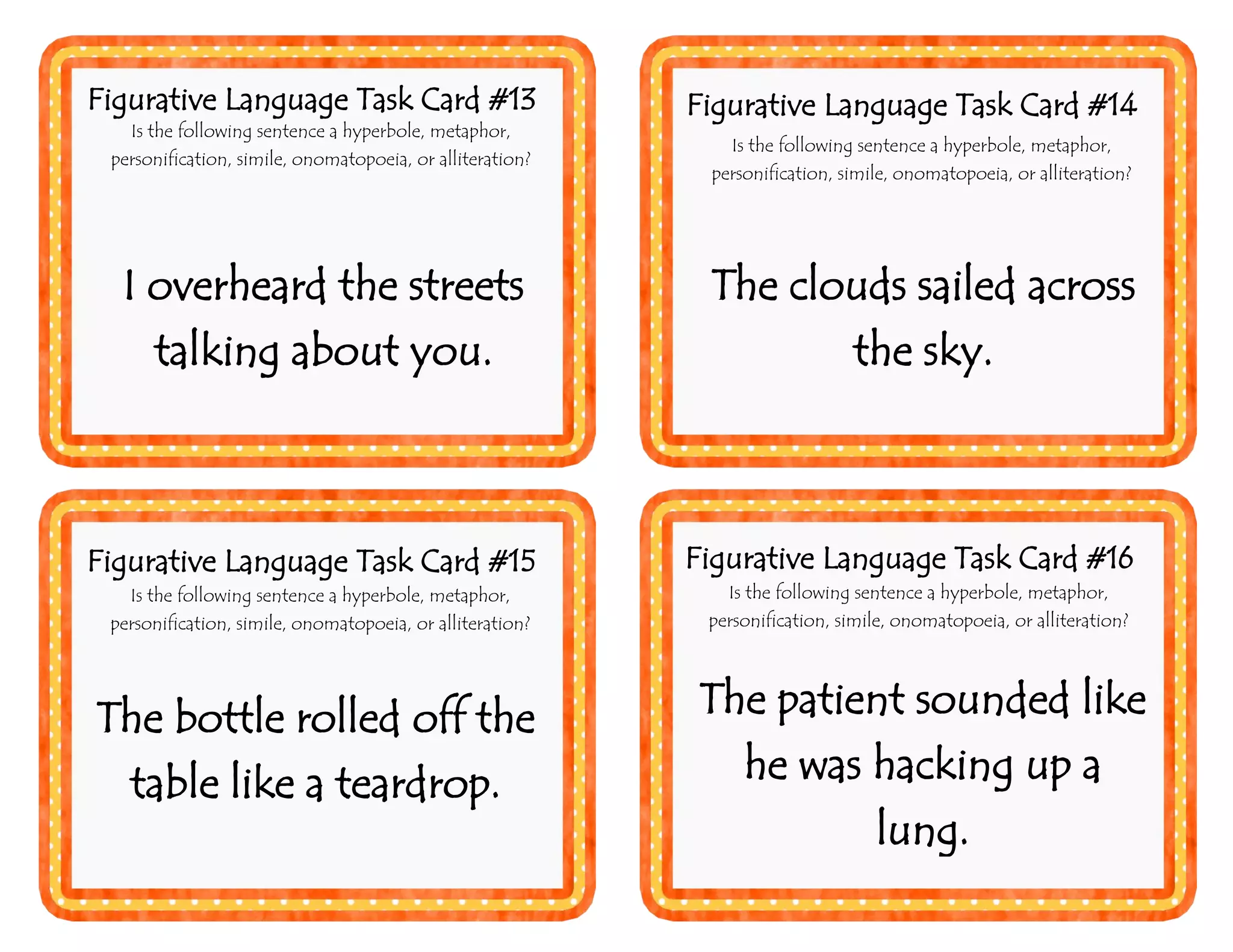 Figurative languagetaskcards 1 | PPT