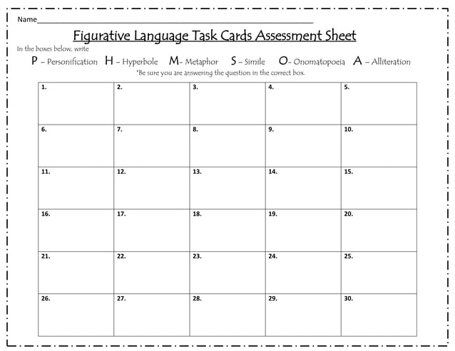 Figurative languagetaskcards 1 | PPT