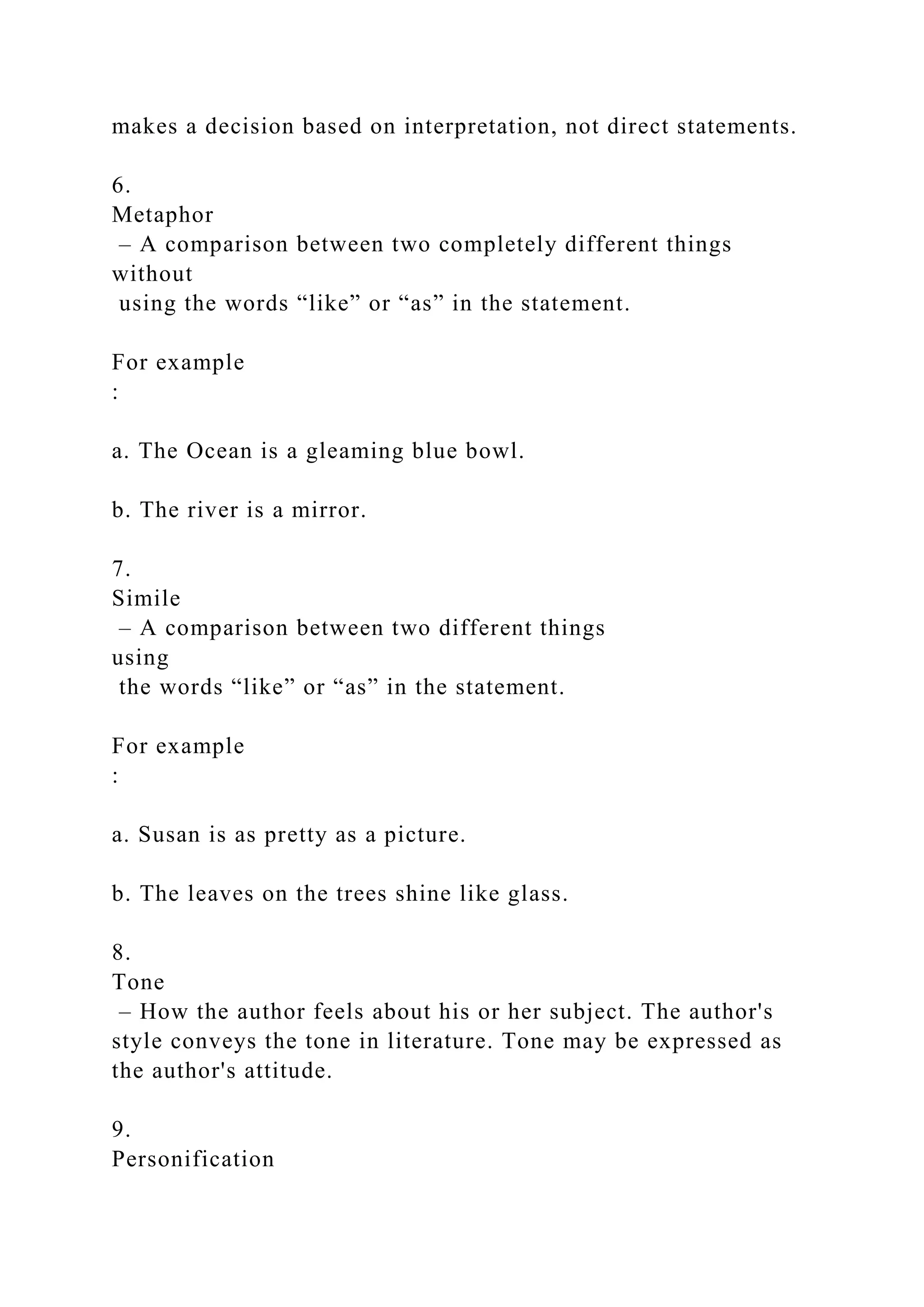 FIGURATIVE LANGUAGEUnit 6 Lesson 1ObjectivesExplain | DOCX