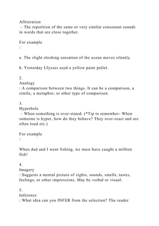 FIGURATIVE LANGUAGEUnit 6 Lesson 1ObjectivesExplain | PDF