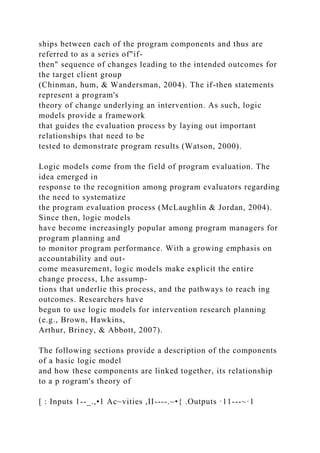 Figure 31.1 Logic Model Logic Models Karen A. Rand.docx | Artificial ...