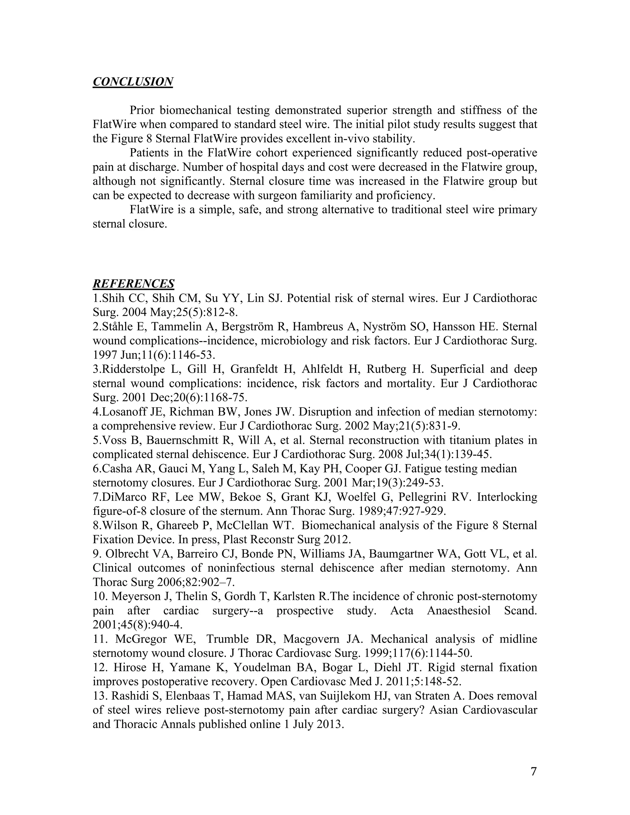 Prospective Pilot Study: Figure 8 FlatWire Sternal Closure System | PDF ...