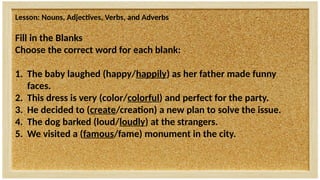 Parts of speech for beginner level students | PPTX