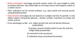 oils from microbes( yeast, fungi, bacteria and algae) | PPTX