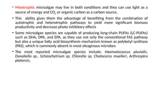 oils from microbes( yeast, fungi, bacteria and algae) | PPTX